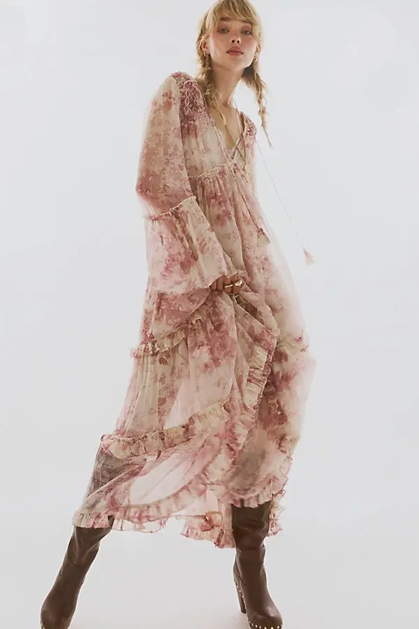 Free People Weeping Willows Maxi Dress - Tea Combo
