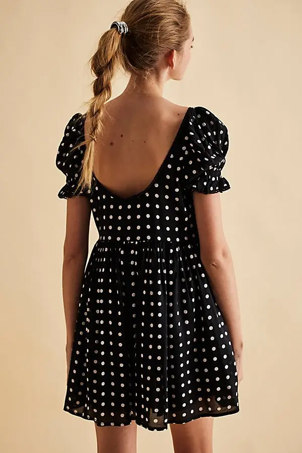 Free People Daisy Dots Mini Dress - Black Combo