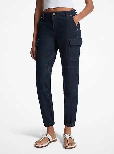 Michael Kors Washed Stretch Denim Cargo Jeans