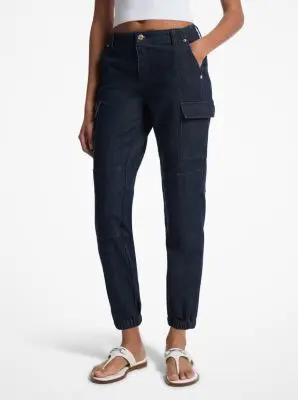 Michael Kors Washed Stretch Denim Cargo Jeans