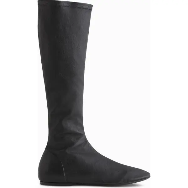 Co Stretch Leather Knee-high Bootie - Black