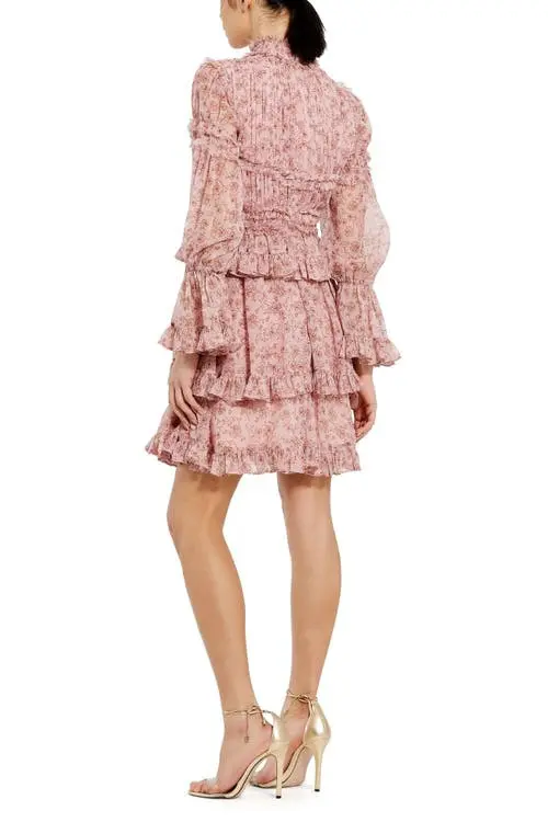 Mac Duggal Floral Chiffon Ruffle Mini Dress