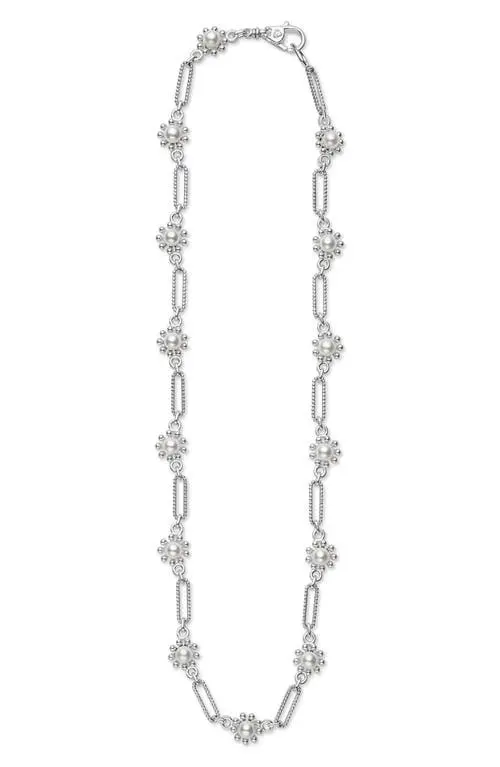 Lagos Sterling And Pearl Fleur Necklace - Silver