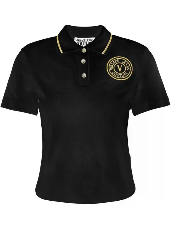 Versace Logo-embroidered Polo Shirt - Black