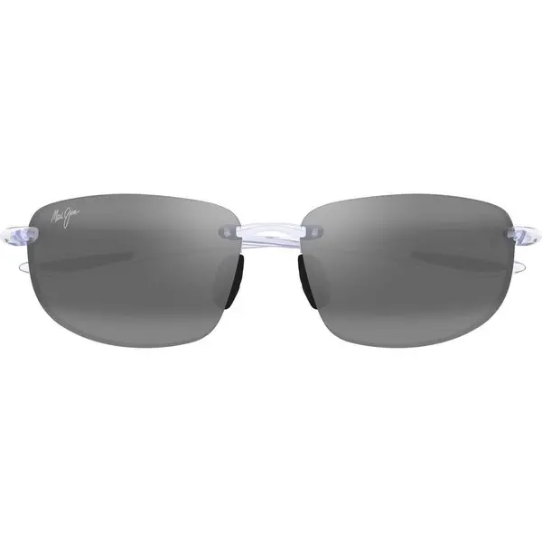 Maui Jim Ho'okipa 64mm Rectangular Sunglasses - Shiny Crystal Grey