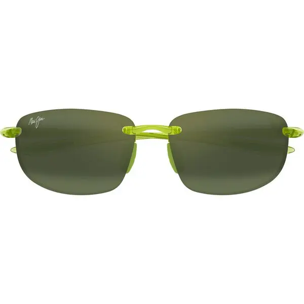 Maui Jim Ho'okipa 64mm Rectangular Sunglasses - Shiny Transparent Light Green