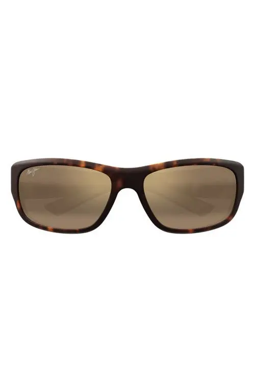 Maui Jim Mauklele Rectangular Sunglasses - Matte Dark Havana/ Bronze
