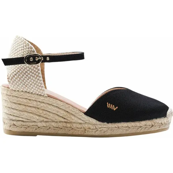 VISCATA Reus Canvas Espadrille Wedges - Black