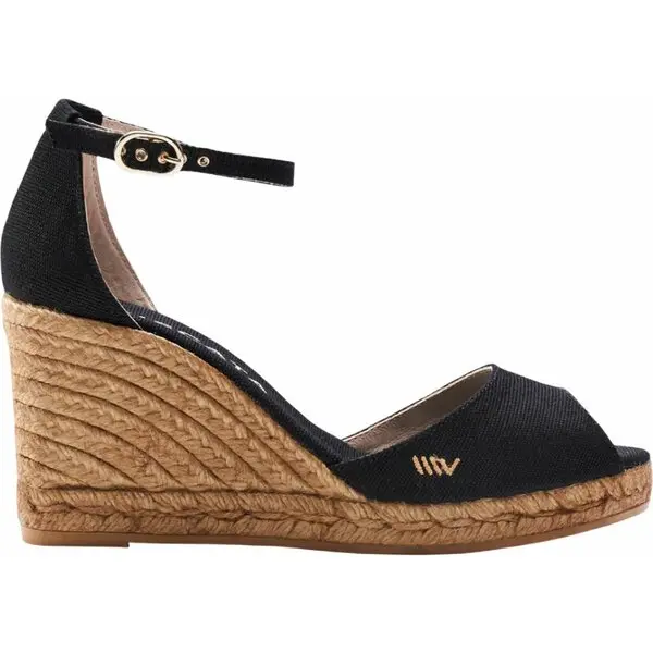 VISCATA Aiguafreda Canvas Espadrille Wedge Sandals - Black
