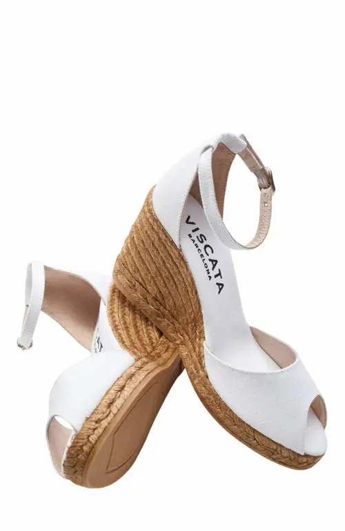 VISCATA Aiguafreda Canvas Espadrille Wedge Sandals - White