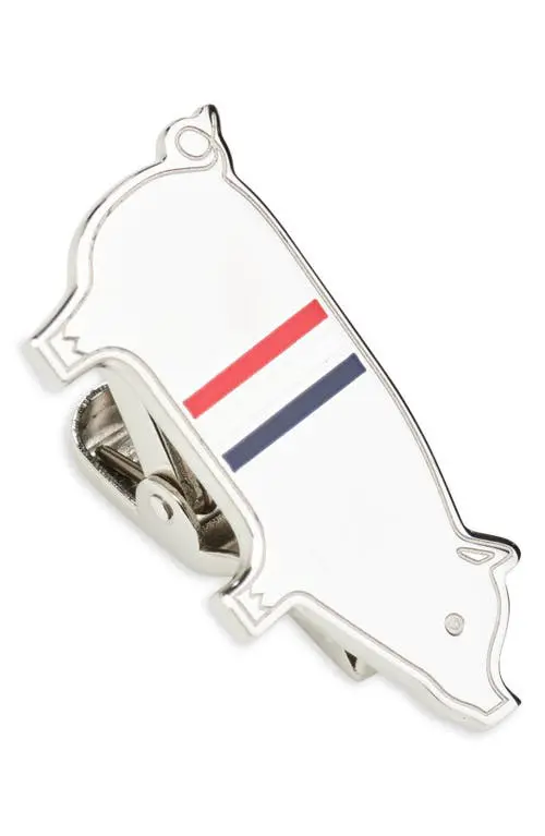 Thom Browne Pig Sterling & Enamel Tie Clip - Silver