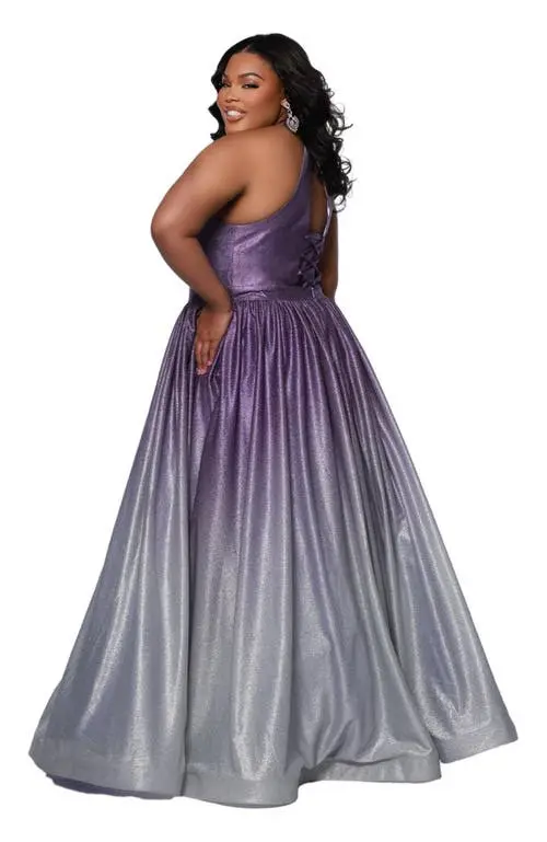 SYDNEY'S CLOSET Halter Neck A-line Gown - Grape