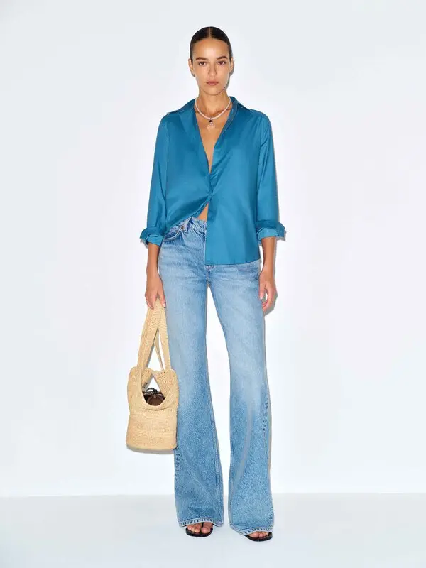 REFORMATION Alfie Relaxed Shirt - Blue