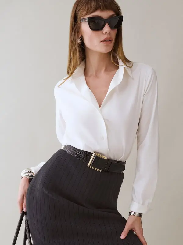 REFORMATION Alfie Relaxed Shirt - Ivory