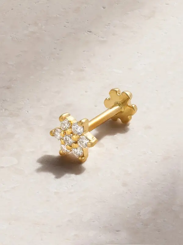 MARIA TASH 4.5mm 18-karat Diamond Stud Earring - Gold