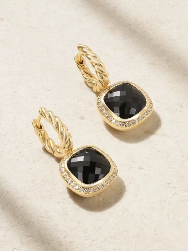 David Yurman Albion Onyx And Diamond Earrings - Black