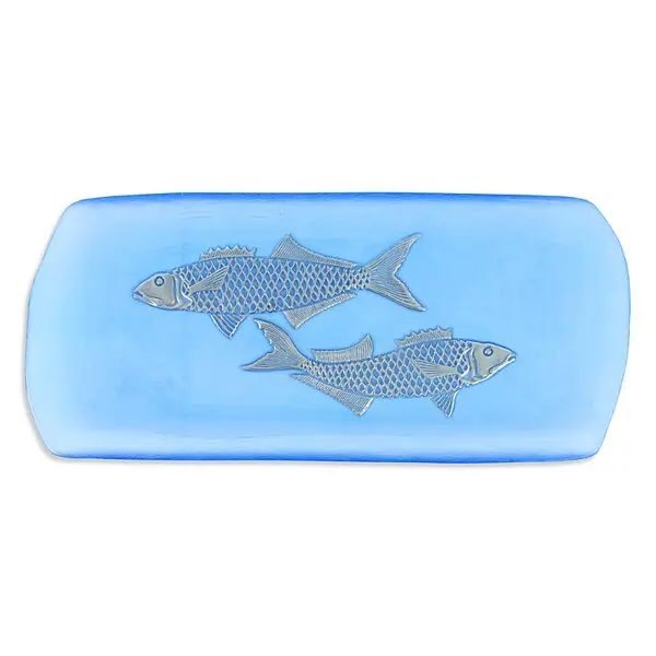 VIETRI Isola Glass Medium Fish Rectangular Tray - Blue