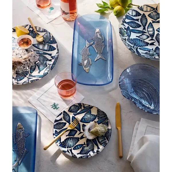 VIETRI Isola Glass Medium Fish Rectangular Tray