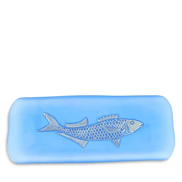 VIETRI Isola Glass Small Fish Rectangular Tray - Blue