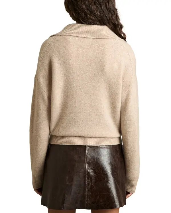 REISS Wool Blend Button-up Knit Sweater