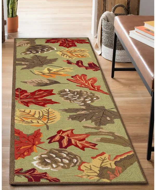 LUSH DECOR Liora Manne Ravella Falling Leaves Runner Area Rug, 2' X 8