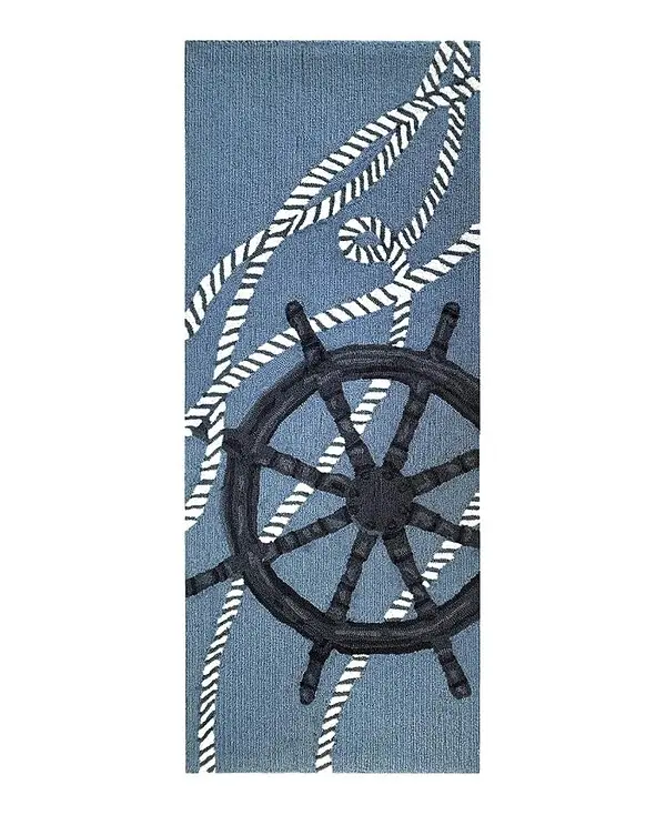 LIORA MANNE Frontporch Captain's Wheel Runner Area Rug, 2' X 5 - Marine