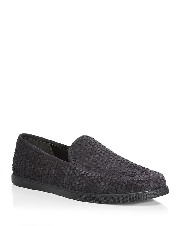 Vince Sonoma Suede Basketweave Loafers - Tonal Navy