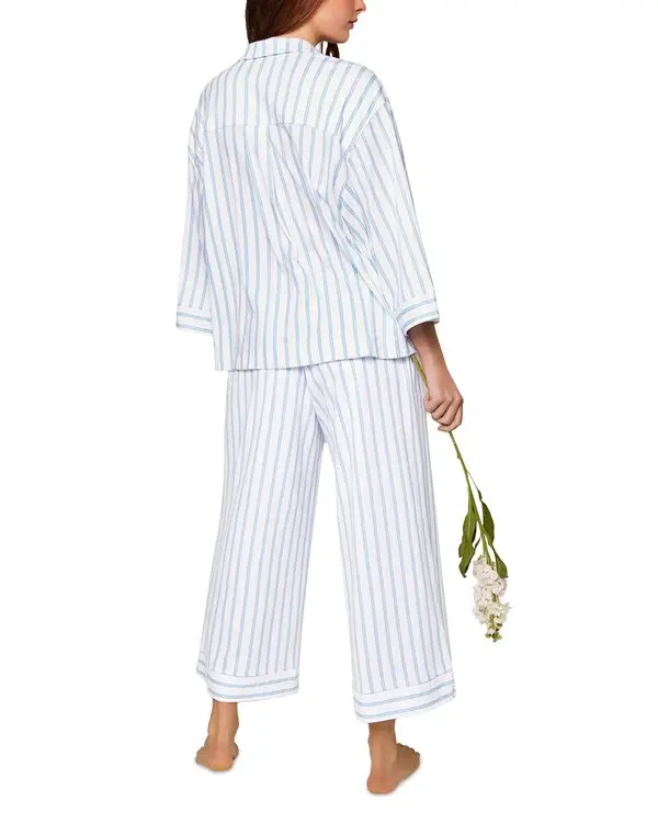 PETITE PLUME Luxe Pima Cotton Wide Leg Pajama Set - White
