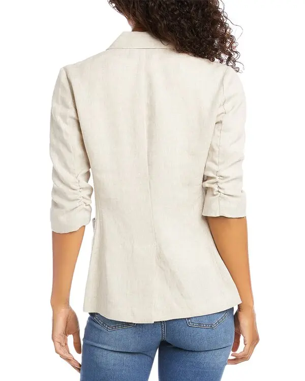 Karen Kane Linen Jacket With Ruched Sleeves - Oat