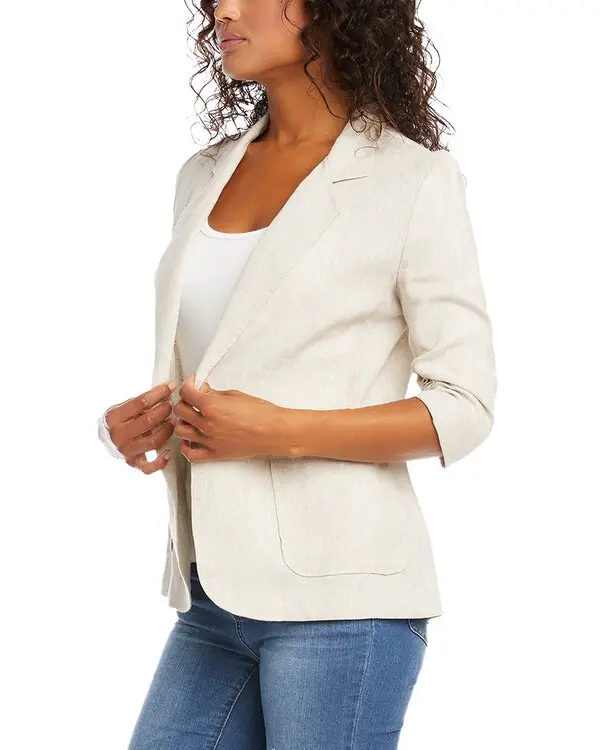 Karen Kane Linen Jacket With Ruched Sleeves - Oat
