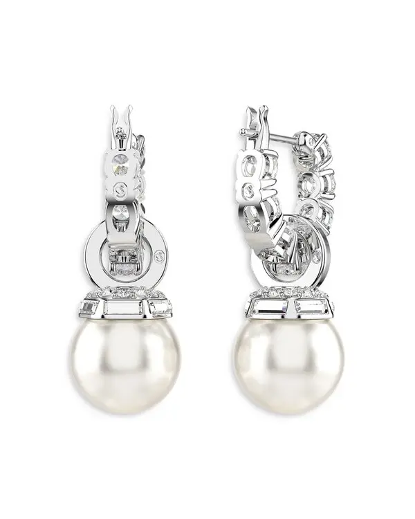 SWAROVSKI Matrix Crystal & Imitation Pearl Drop Earrings - Silver