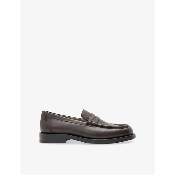 ALLSAINTS Bloom Leather Penny Loafers - Oxblood Red