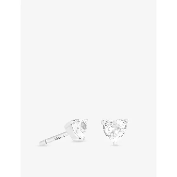 ASTRID & MIYU Heart Rhodium-plated Stud Earrings - Silver