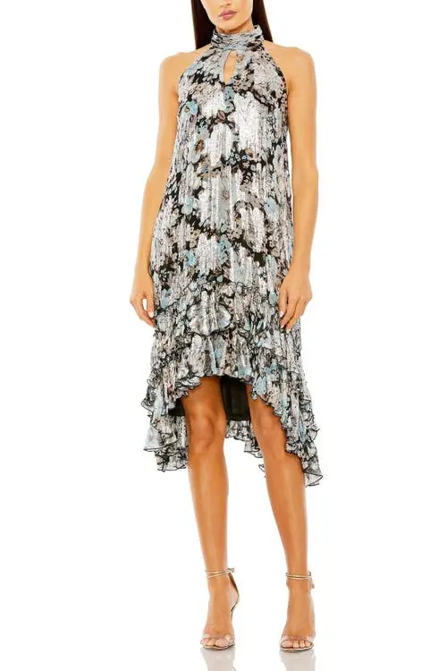 Mac Duggal High Neck Floral Mini Dress - Black Multi