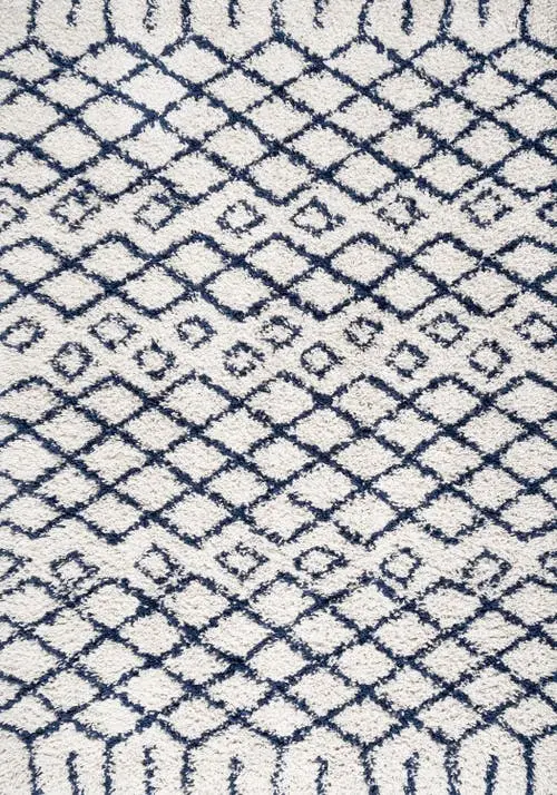 JONATHAN Y Algaida Moroccan Diamond Shag Area Rug - Beige/navy