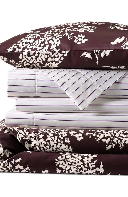 LANDS' END 700 Thread Count Luxe Sateen Egyptian Cotton No Iron Bed Pillow Sham - Lush Burgundy Ikat Floral