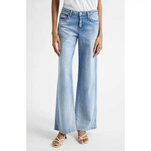 L'Agence Joanne Wide-leg Jeans - Dry Ice