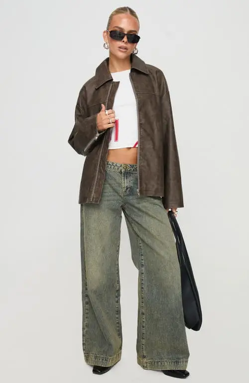 Princess Polly Oversized Faux Leather Jacket