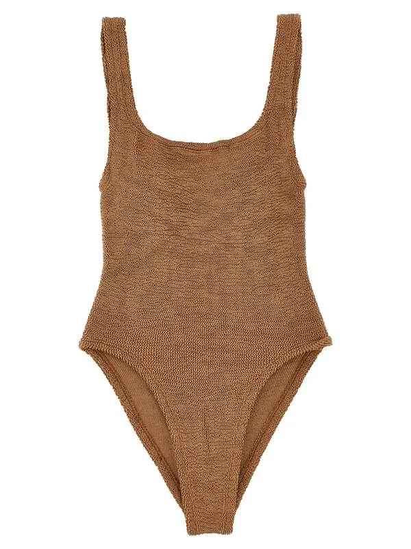Hunza G Square Neck One-piece Swimsuit - Brown