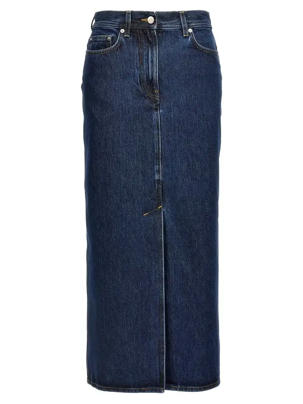 LOULOU STUDIO Rona' Denim Longuette Skirt