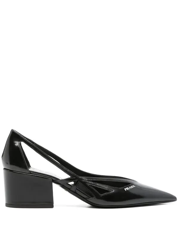 Prada Leather Cut-out Pumps - Black