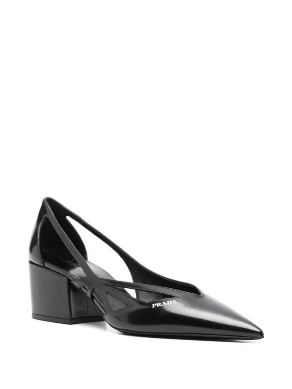 Prada Leather Cut-out Pumps - Black