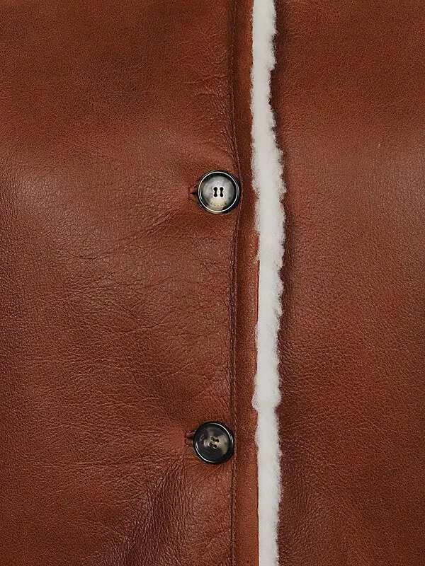 Loewe Shearling Leather Jacket - Leather Brown