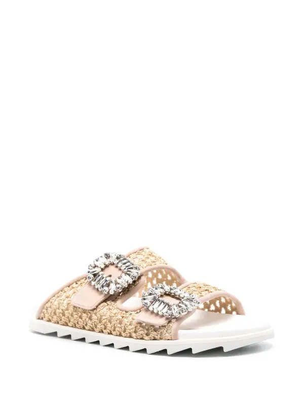 ROGER VIVIER Slidy Viv Raffia Sandals