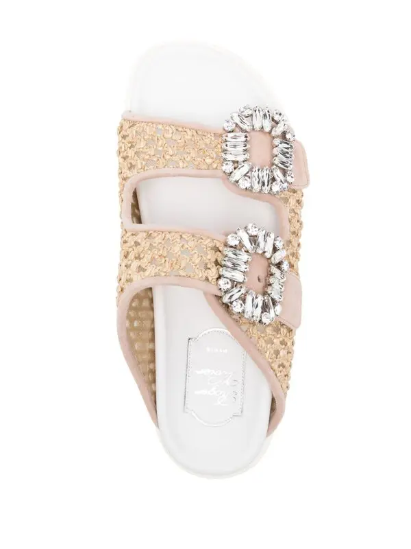 ROGER VIVIER Slidy Viv Raffia Sandals