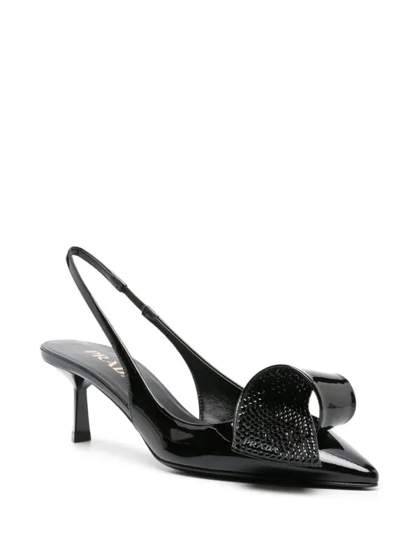 Prada Patent Leather Slingback Pumps - Black