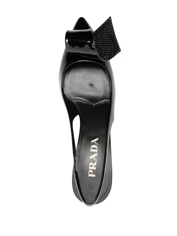 Prada Patent Leather Slingback Pumps - Black