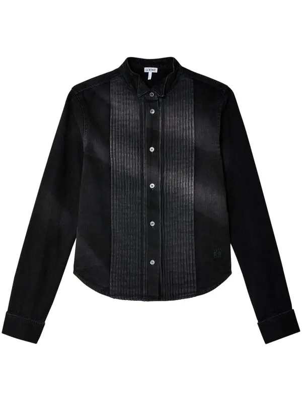 Loewe Pleated Denim Shirt - Black