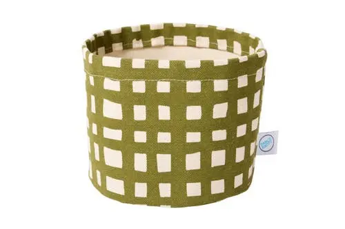 DANCE HAPPY Grid Round Bin/canvas Planter - Army Green