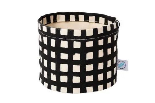 DANCE HAPPY Grid Round Bin/canvas Planter - Black